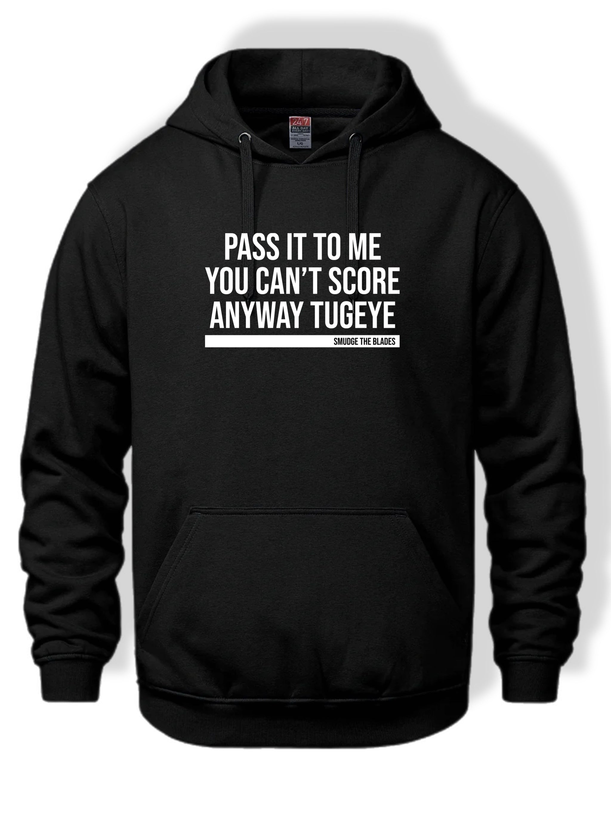 Pass the puck tugeye! - Hoodie (Black) – Smudge The Blades